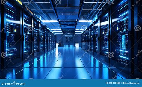 Server Room Data Center With Rows Of Server Racks Stock Illustration Illustration Of