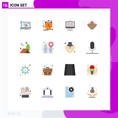 Pictogram Set Of 16 Simple Flat Colors Of Easter Bowl Development