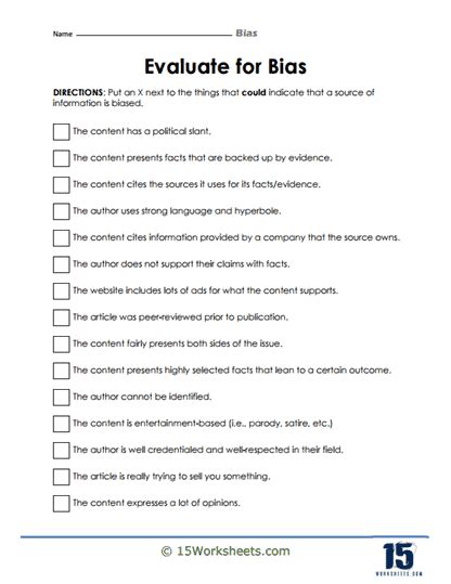 Bias Worksheets 15