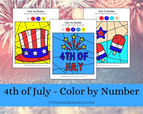 4th Of July Color By Number Printable Color By Code Activity