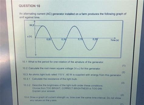 Solved An Alternating Current Ac Generator Installed On A