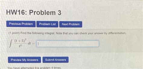 Solved Hw16 Problem 3 Previous Problem Problem List Next