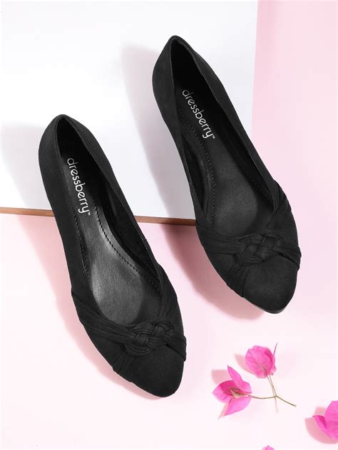 Buy Dressberry Women Black Braided Woven Design Ballerinas Flats For