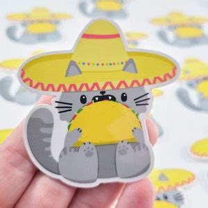 Taco Cat Sticker Vinyl Stickers Laptop Decal Cat T For Her Cute