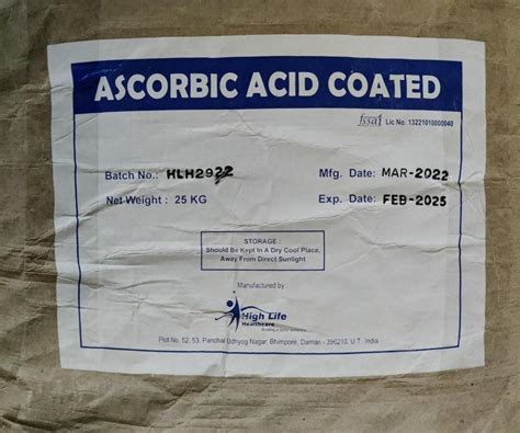 Ascorbic Acid Vitamin C Coated Grade Standard Food At ₹ 200kg In New Delhi