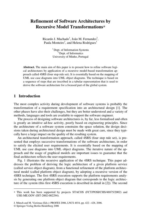Pdf Refinement Of Software Architectures By Recursive Model Transformations