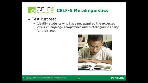 Using The Celf 5 Metalinguistics Battery To Assess Higher Level