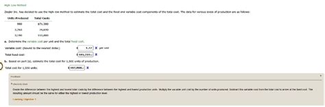 Solved Title High Low Method For Cost Estimation Ziegler Inc Has