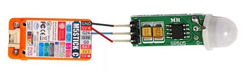 M5stickc Esp32 Mini Pir Alarm System Visuino Visual Development For