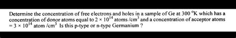 Solved Determine The Concentration Of Free Electrons And
