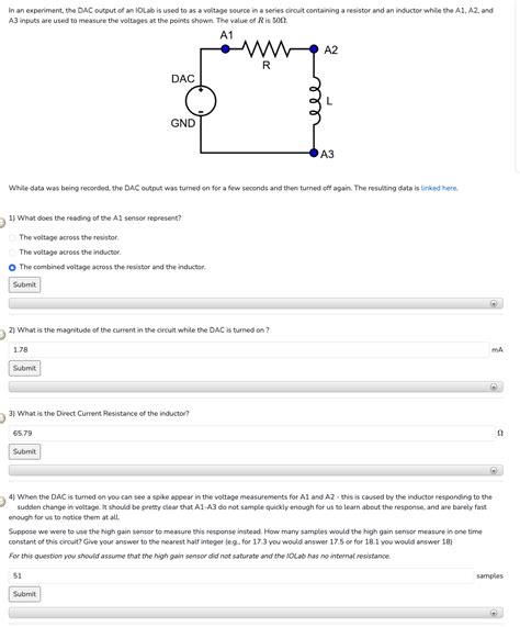 Solved In An Experiment The DAC Output Of An IOLab Is Used Chegg Com