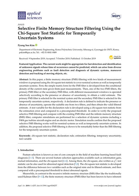 Pdf Selective Finite Memory Structure Filtering Using The Chi Square