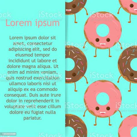 만화 스타일의 프로스팅 벡터 일러스트와 재미 캐릭터 도넛과 원활한 패턴 눈과 다리와 귀여운 웃는 신선한 도넛 캐릭터 벡터 일러스트레이션 낮에 대한 스톡 벡터 아트 및 기타