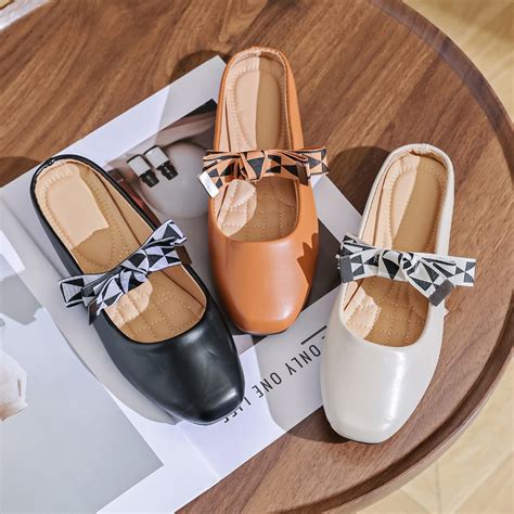 Haha Fashion Korean Fashion Leather Half Shoes For Women Shopee