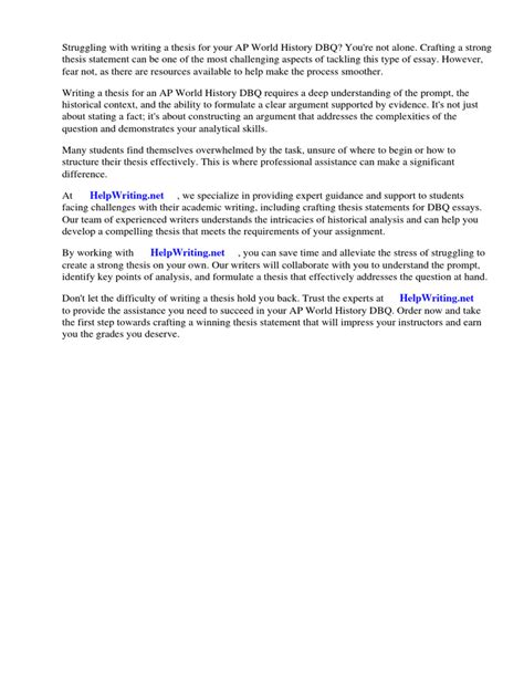 How To Write Ap World History Dbq Thesis Pdf Essays Thesis