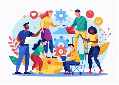 Un Grupo De Personas Están Trabajando Juntas En Un Círculo Vector Premium