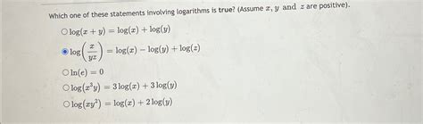 solved which one of these statements involving logarithms is