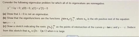 Solved Consider The Following Eigenvalue Problem For Which