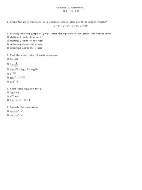 Calculus 1 Solution Of Homework 1 Pdf