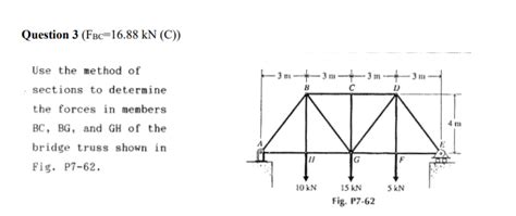 Solved Use The Method Of Sections To Determine The Forces In Chegg Com