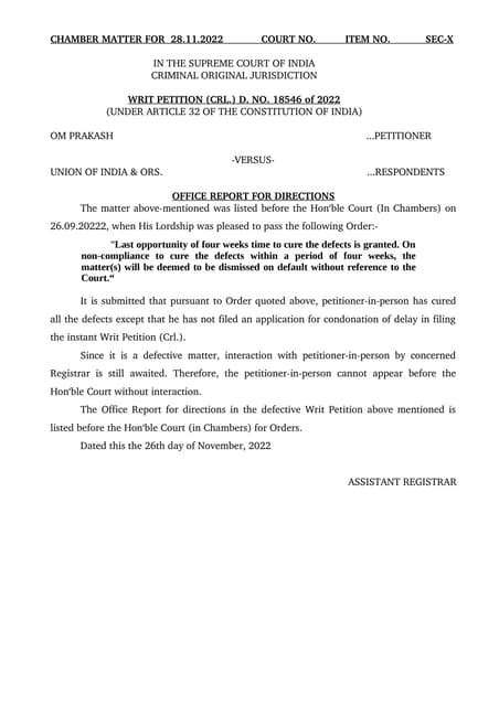 Office Report Dated 26112022 In International Sex Racket Matter Writ