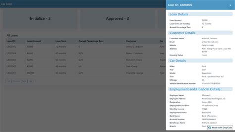 Car Loan Origination Template Visual Build Drapcode