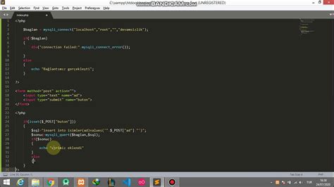 Php Ile Mysql Veritabanı Bağlantısı Ve Insert Into Ile Veri Ekleme Youtube