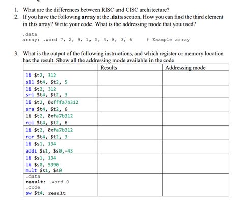 Solved 1 What Are The Differences Between Risc And Cisc
