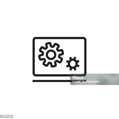 컴퓨터 모니터 기어 꺾은선형 아이콘크기 0명에 대한 스톡 벡터 아트 및 기타 이미지 0명 개념 기어 기계 부분 Istock