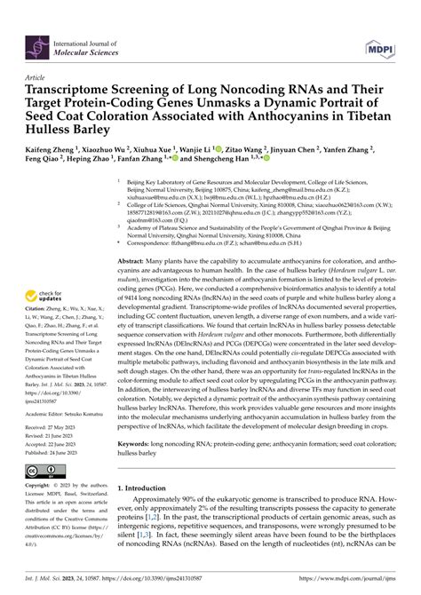 Pdf Transcriptome Screening Of Long Noncoding Rnas And Their Target