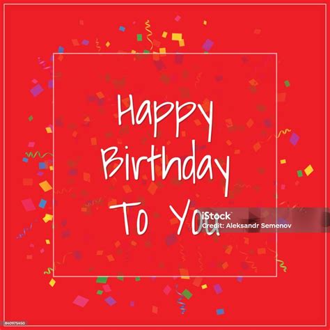 리본 색깔된 색종이와 빨간색 배경에 평방 생일 배너 벡터 일러스트 레이 션 공휴일에 대한 스톡 벡터 아트 및 기타 이미지 공휴일 기념일 놀라움 Istock