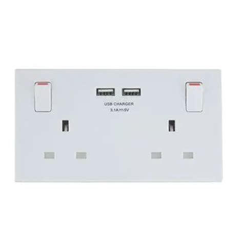 13A Switched Double Socket With USB Charging Ports Concordia Technologies