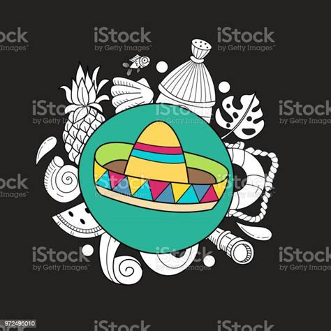 만화 손으로 그려진된 포스터 개별 요소로 구성 된입니다 여름 휴가 바다 휴가 벡터 일러스트입니다 개체 그룹에 대한 스톡 벡터 아트 및 기타 이미지 Istock