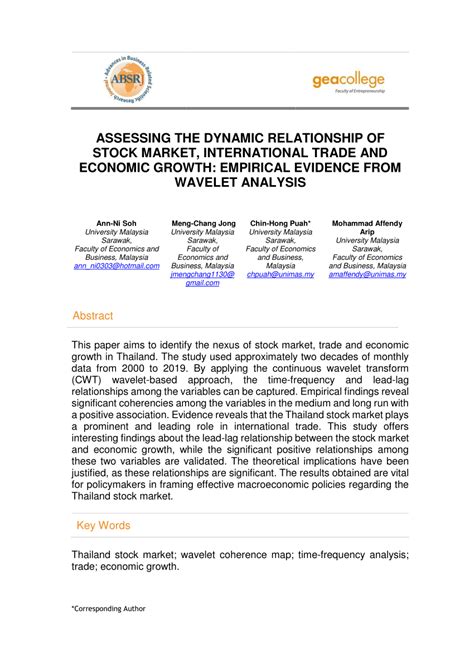 Pdf Assessing The Dynamic Relationship Of Stock Market International