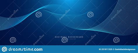 Abstract Blue Glowing Wave On Dark Background Modern Shiny Flowing Wave Lines Design Element