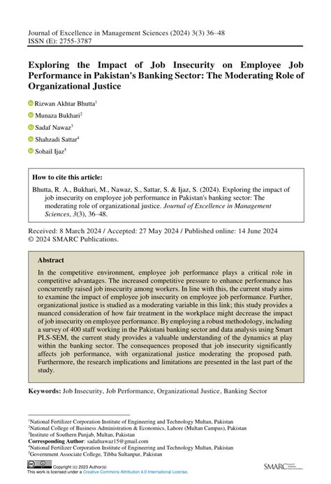 Pdf Exploring The Impact Of Job Insecurity On Employee Job