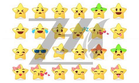 دانلود وکتور مجموعه شکلک کارتونی ستاره دانلود رایگان فایل لایه باز