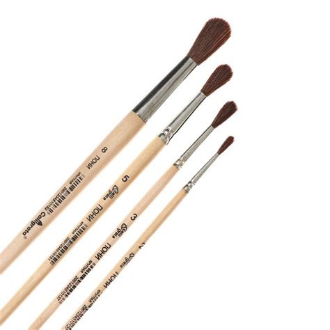 Набор кистей Пони 4 штуки Calligrata №1 круглые № 2 3 5 8 ручка дерево пакет купить с