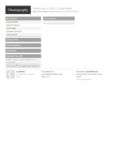 1 Jpa Cheat Sheet Cheat Sheets For Every Occasion