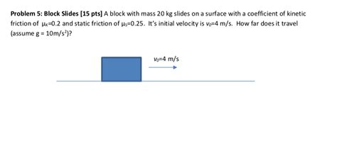 Solved Problem 5 Block Slides 15 Pts A Block With Mass 20 Chegg Com