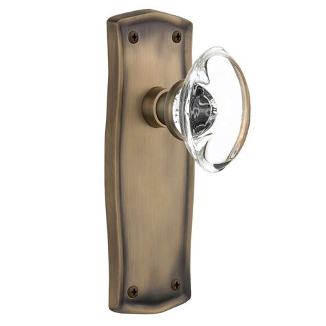 Prairie Collection Double Dummy Prairie Plate With Oval Clear Crystal Glass Door Knob In