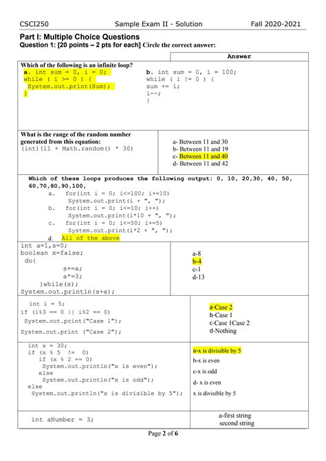 Solution Csci250 Introduction To Programming Sample Exam 2 Solution 1