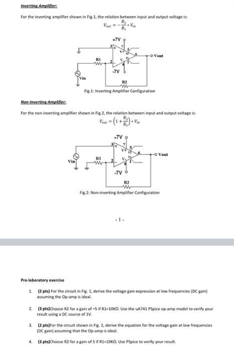 Solved Inverting Amplifier For The Inverting Amplifier
