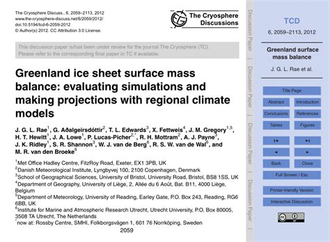 Pdf Greenland Ice Sheet Surface Mass Balance Evaluating Simulations And Making Projections