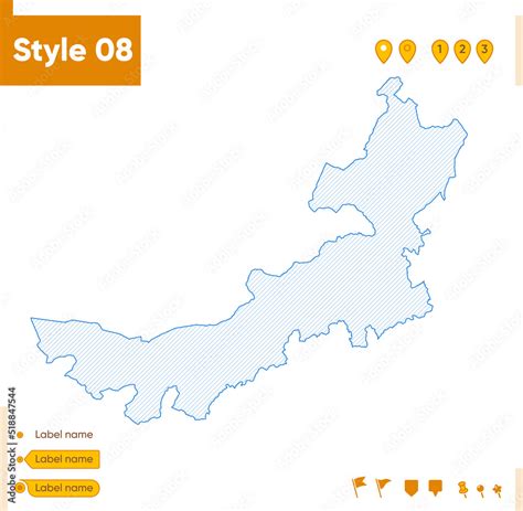 Inner Mongolia China Grid Map Isolated On White Background Outline Map Simple Line Vector