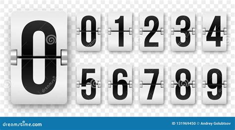 Countdown Numbers Flip Counter Vector Isolated Set Gradient Font Style