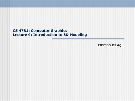 Ppt Introduction To 3d Modeling Basics And Techniques Powerpoint