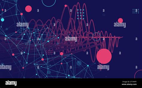 Vector Abstract Background With A Wireframe Dynamic Pipes Line And Particles Plexus Effect