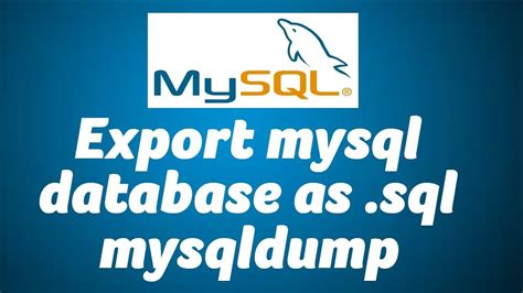 Export Mysql Database As Sql Youtube