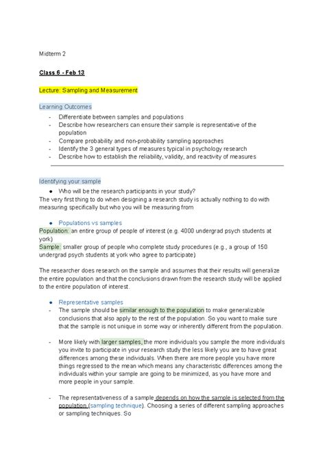 Psyc 2030 Midterm 2 Lecture Notes Midterm 2 Class 6 Feb 13 Lecture